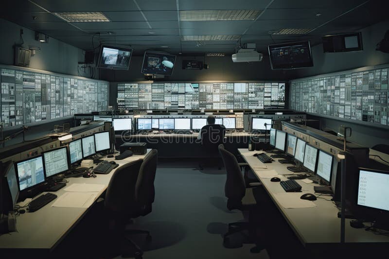Regulation of Safety Inside a CCTV Room Shows Many Monitors Stock ...