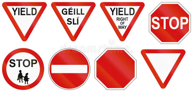 Regulatory Road Signs in Ireland Stock Illustration - Illustration of ...