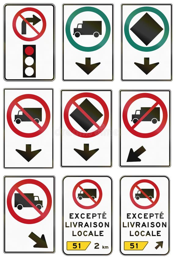 Regulatory Road Signs in Quebec - Canada Stock Illustration ...