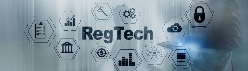 Regulatory Technology on Virtual Screen Mixed Media. Stock Photo ...