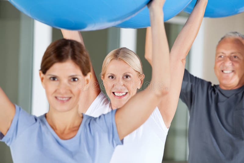 Rehab Exercises with Gym Balls Stock Photo - Image of physiotherapy ...