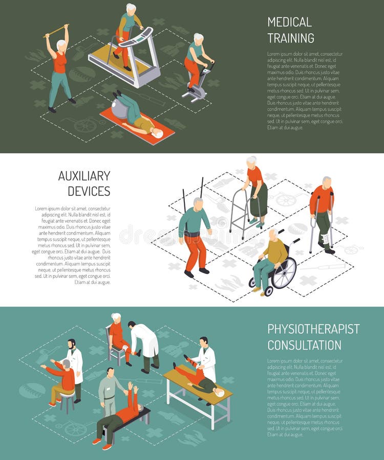 Rehabilitation Isometric Flowchart Composition Stock Vector