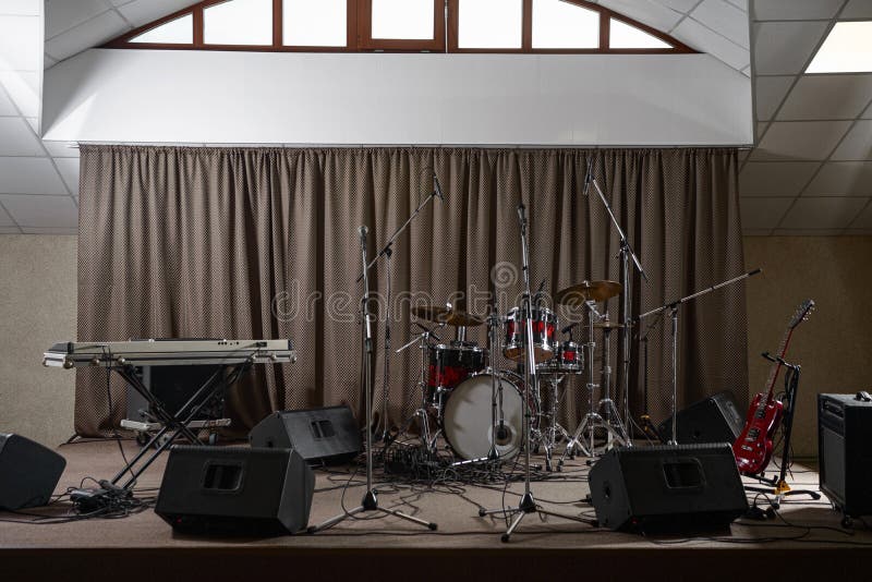 The Rehearsal Base. Stage and Musical Instruments Editorial Stock Photo ...