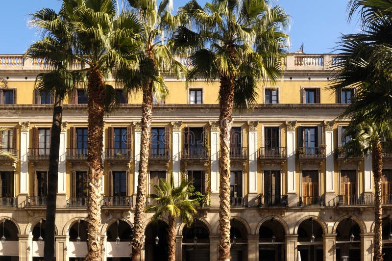 Reial square in Barcelona stock image. Image of barcelona - 93528883