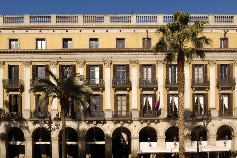 Reial square in Barcelona stock photo. Image of placa - 93528924