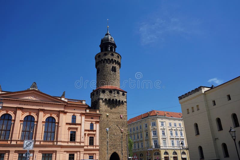 Reichenbacher Turm Surrounded by Different Buildings in Goerlitz Stock ...