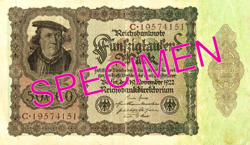 50000 Reichsmark Bank Note 1922 Obverse Stock Image - Image of macro ...