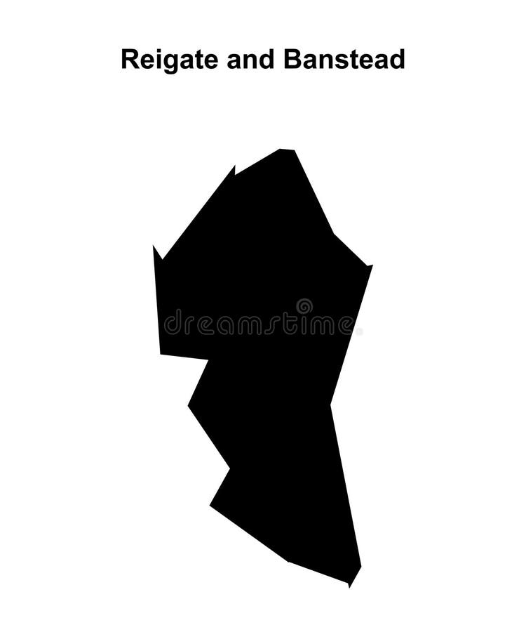 Reigate and Banstead Outline Map Stock Vector - Illustration of ...