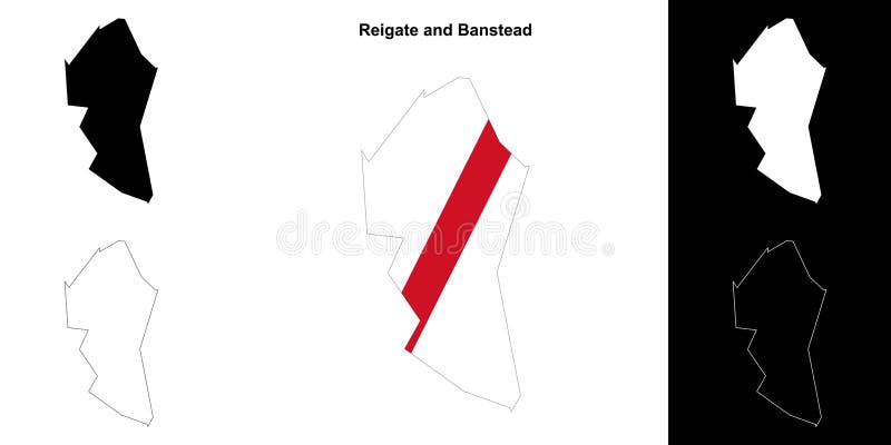 Reigate and Banstead Outline Map Stock Vector - Illustration of area ...