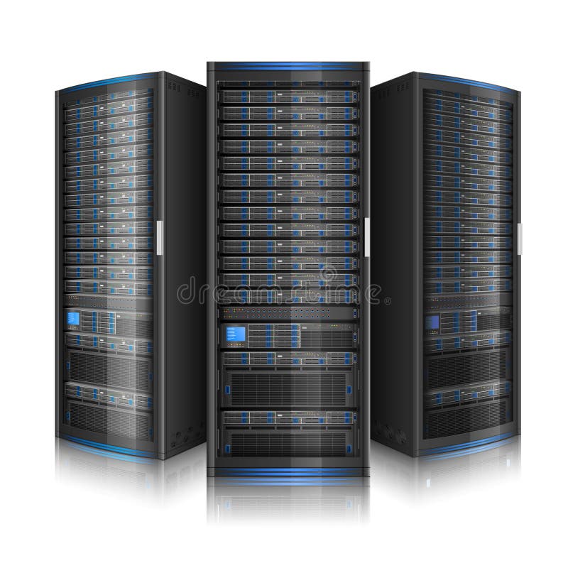Reihe Der Netzservers Im Rechenzentrum Stock Abbildung - Illustration ...