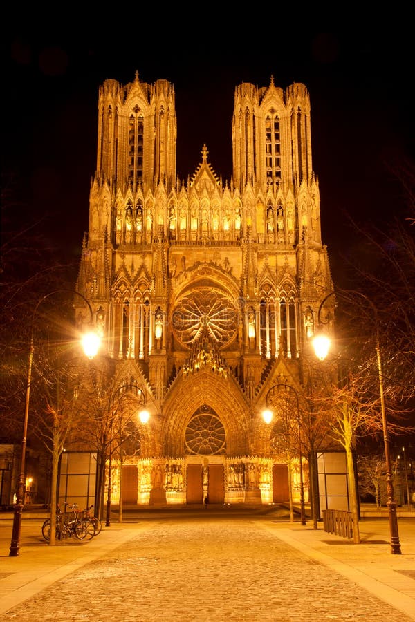 Reims Cathedral stock image. Image of illuminated, beautiful - 23218315