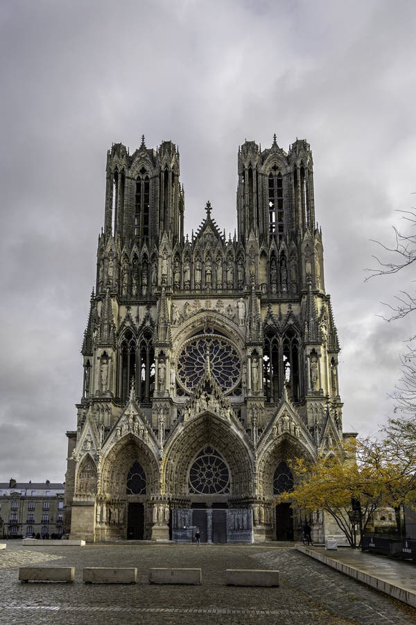 Notre Dame Cathedral in Reims, France Stock Image - Image of ...