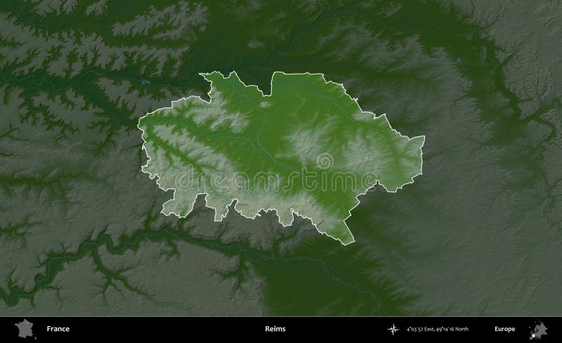 Reims Highlighted, France. Physical Stock Photo - Image of atlas ...