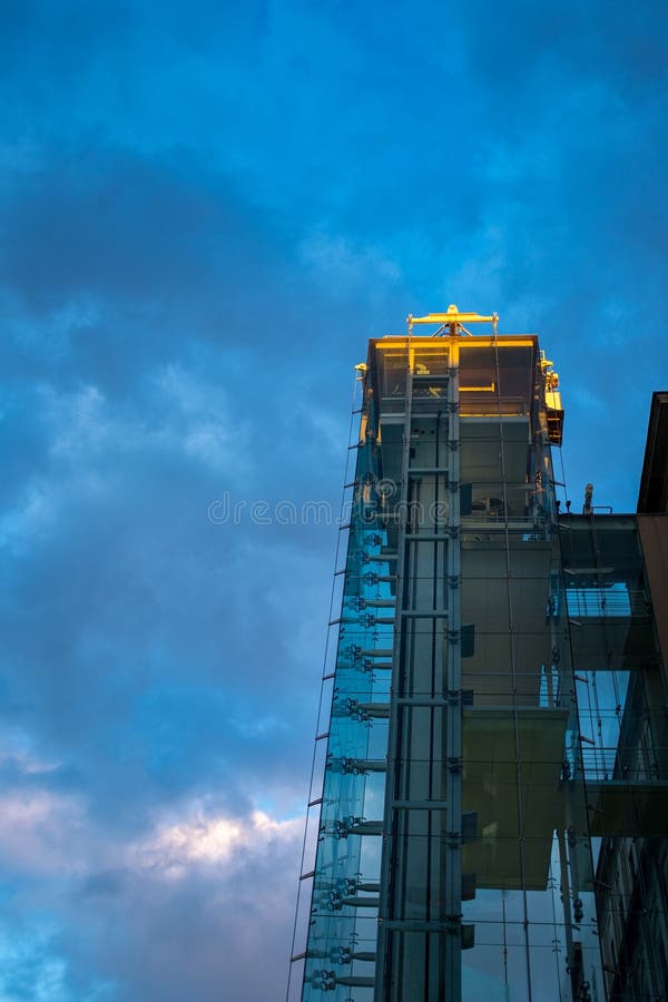 Reina Sofia Museum, High Building with Transparent Windows at Sunset ...