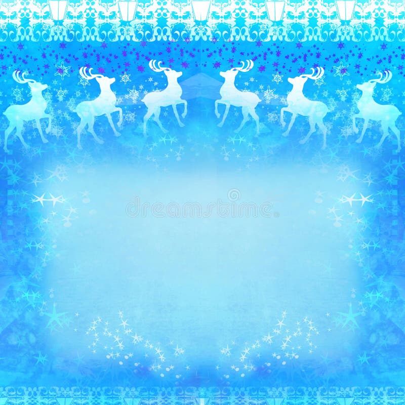 Reindeer blue design frame stock illustration. Illustration of seasonal ...