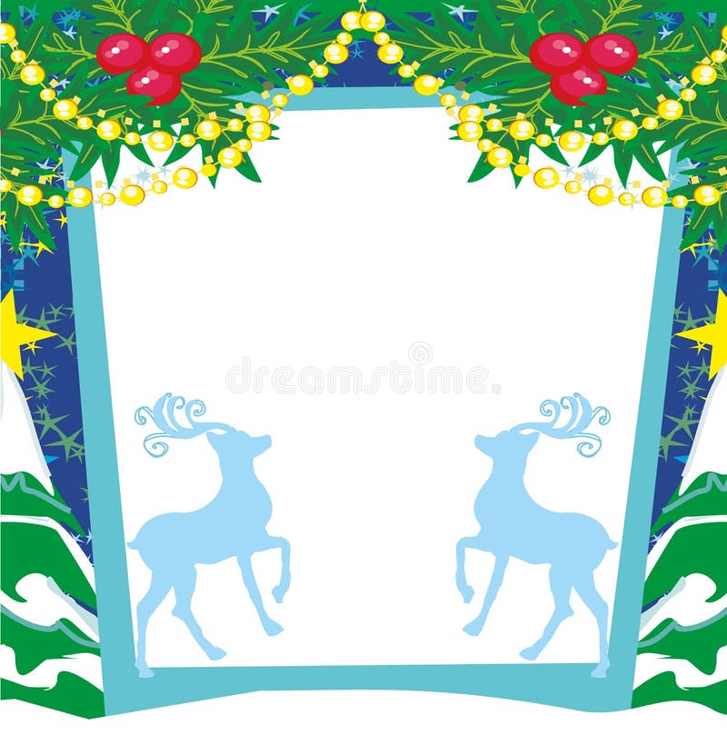 Reindeer on Blue Background with Snowflakes, Vector Stock Vector ...