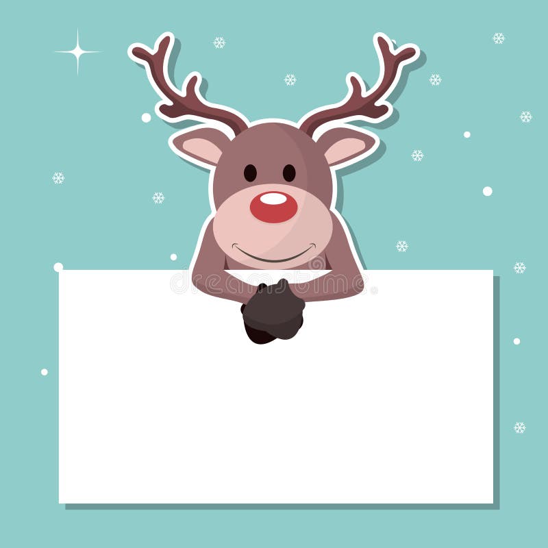 Reindeer Christmas Card Sticking Out on a Sign Stock Vector ...