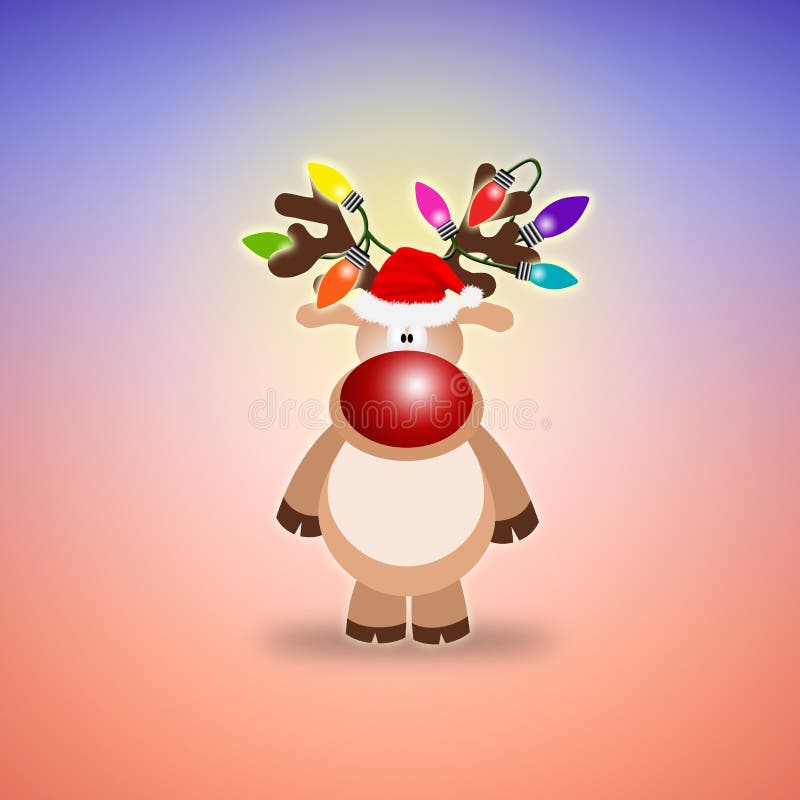 Reindeer with Colorful Lights Stock Illustration - Illustration of ...