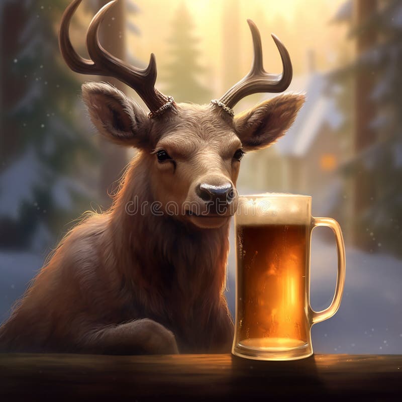 Drinking Reindeer Stock Illustrations – 177 Drinking Reindeer Stock ...