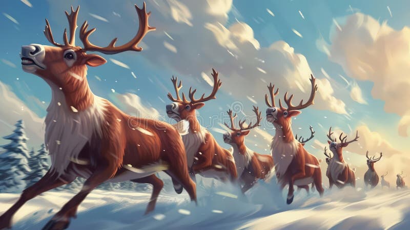 Reindeer Flight School for Santas Team Stock Illustration ...