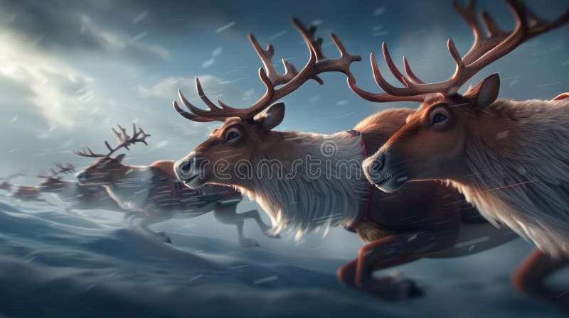 Reindeer Flight School for Santas Team Stock Illustration ...