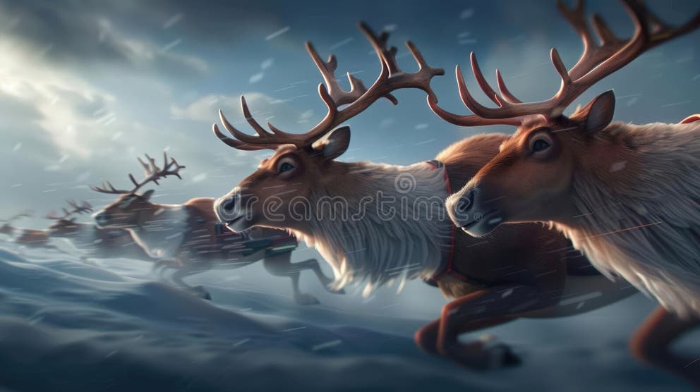 Reindeer Flight School for Santas Team Stock Illustration ...