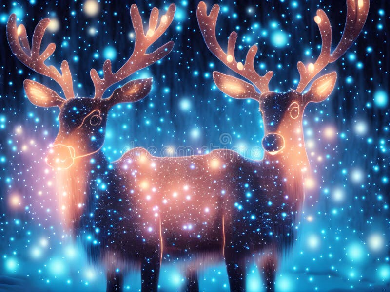 Reindeer with Glowing Lights, Generative AI Illustration Stock ...