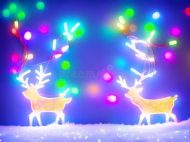 Reindeer with Glowing Lights, Generative AI Illustration Stock ...