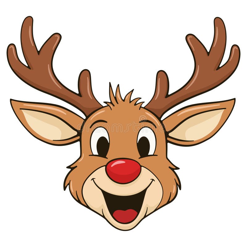 Reindeer Head with Red Nose. Cartoon Illustration Stock Vector ...
