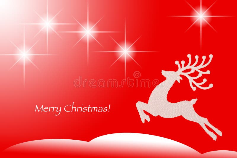 Merry Christmas Card with a Reindeer Running on the Snow Stock ...
