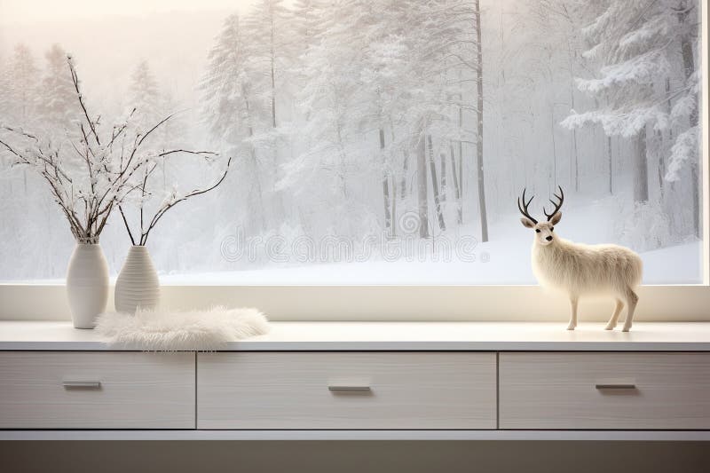 A Reindeer is Standing on a Window Sill Stock Illustration ...