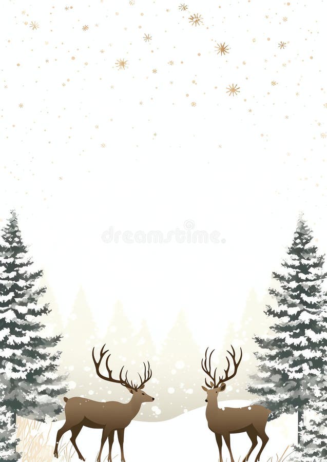 Reindeer Tree Toppers Watercolor Winter Border Stock Illustration ...