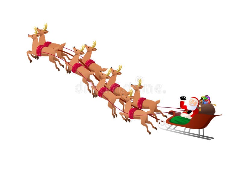 Claus Pulling Reindeers Santa Sleigh Stock Illustrations – 28 Claus ...
