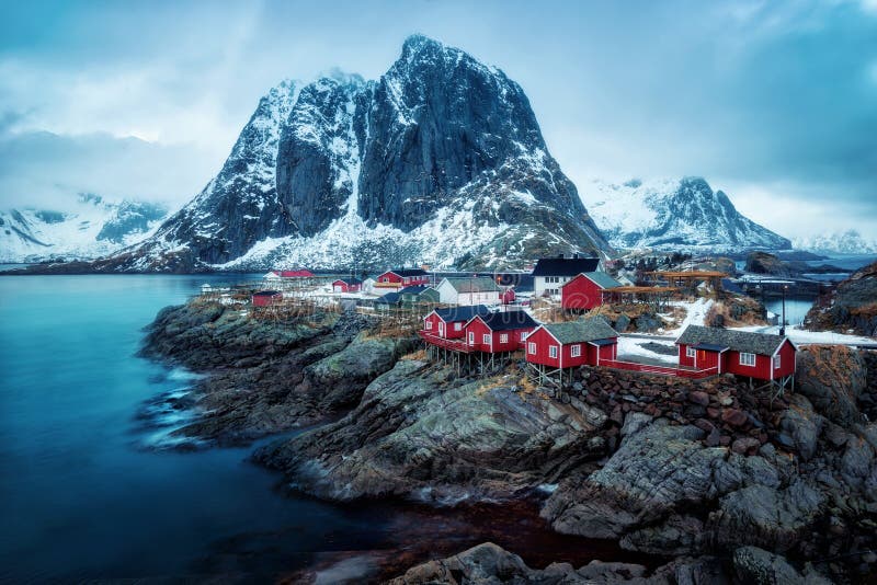 Reine Norway stock image. Image of norwegian, rorbuer - 102032333