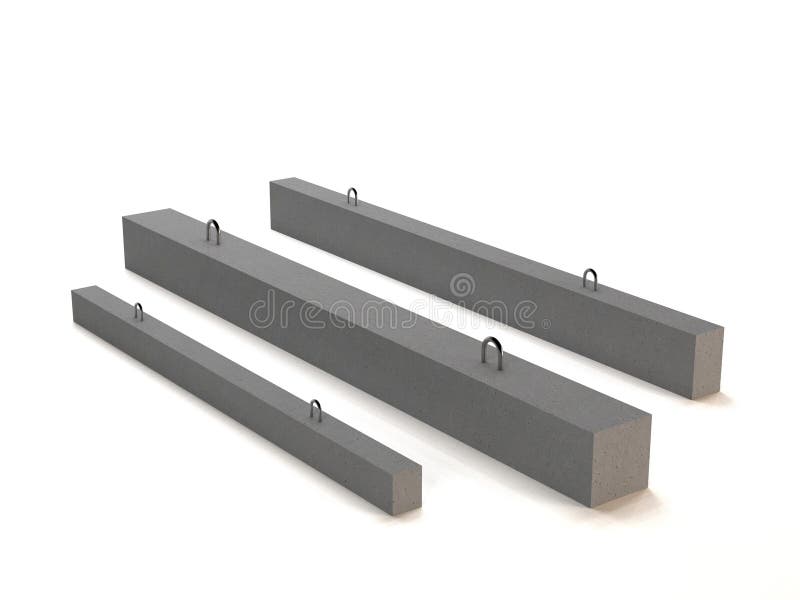 Reinforced Concrete Beam for Construction Isolated on White Background ...