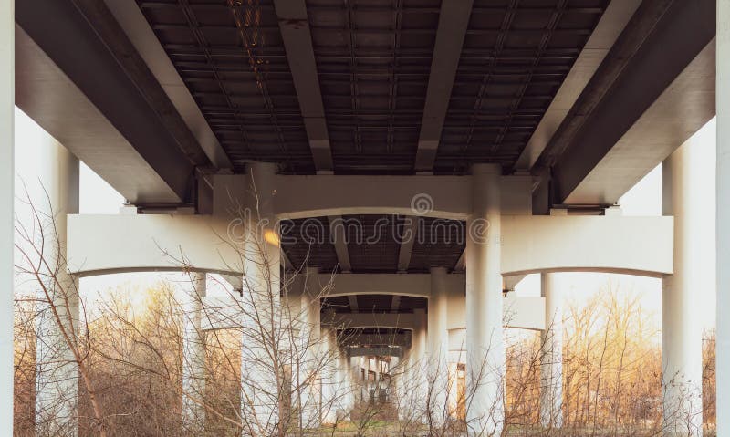 Reinforced Concrete Bridge Bottom View Stock Image - Image of industry ...