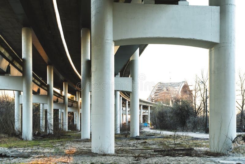 Reinforced Concrete Bridge Bottom View Stock Image - Image of spring ...