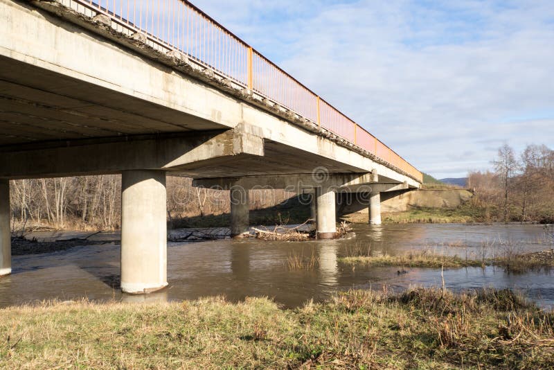 Reinforced Concrete Bridge Over a Small River. Stock Image - Image of ...