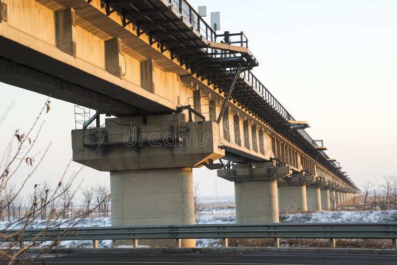 The Reinforced Concrete Bridge Stock Photo - Image of engine, move ...