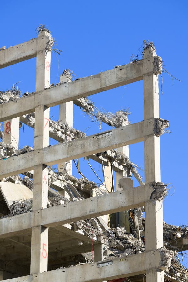 Partially Demolished Concrete Building Stock Image - Image of urban ...