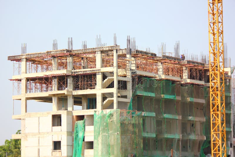 Reinforced Concrete Building Under Construction in Construction Site ...