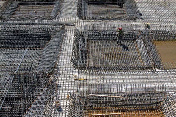 Reinforced Concrete Casting Framework in a Construction Site Stock ...