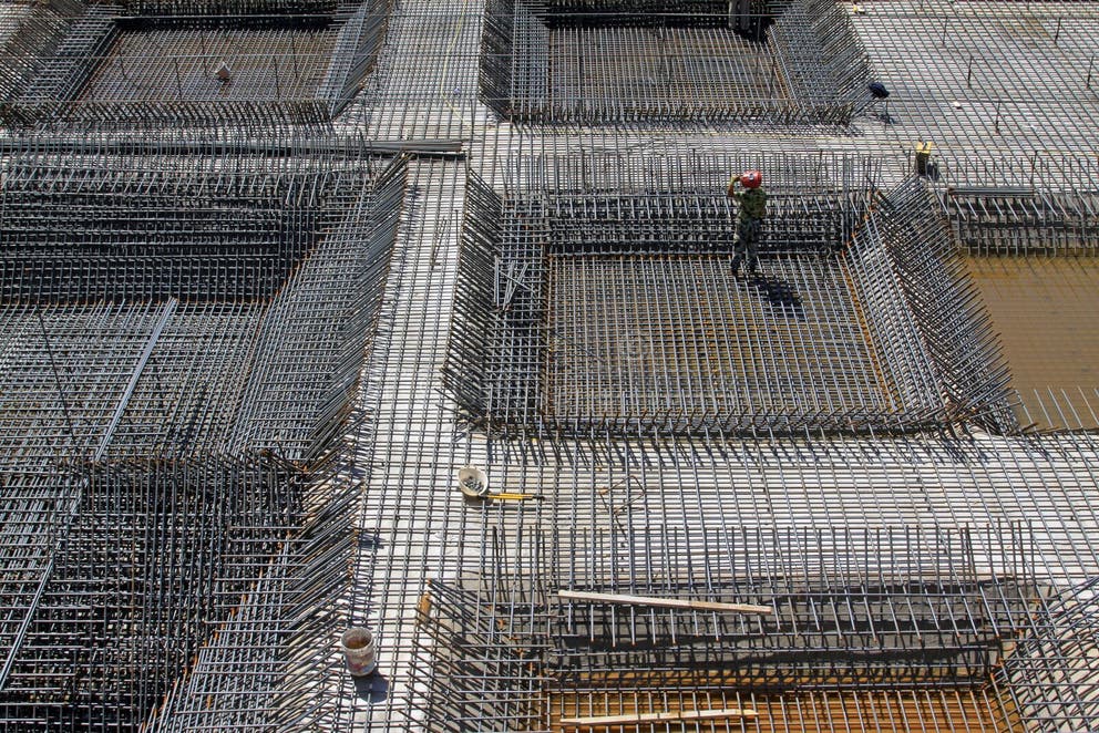 Reinforced Concrete Casting Framework in a Construction Site Stock ...
