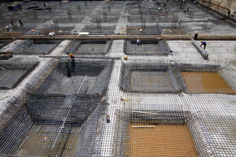 Reinforced Concrete Casting Framework in a Construction Site Stock ...