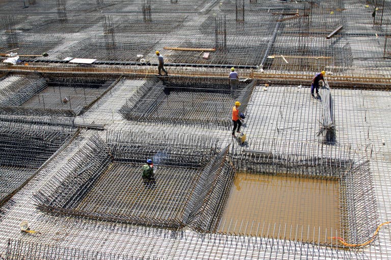 Reinforced Concrete Casting Framework in a Construction Site Stock ...