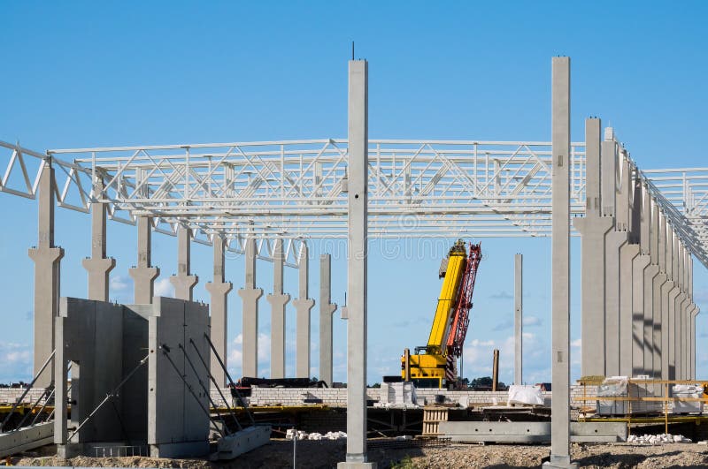 Reinforced Concrete Columns with Metal Construction Stock Image - Image ...