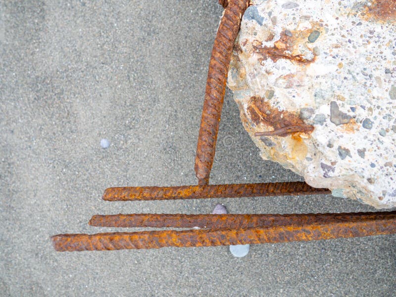Reinforced Concrete. Destroyed Building Material. Rusty Iron ...