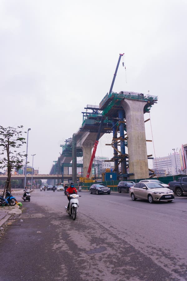 Reinforced Concrete Elevated Road Works Under Construction and ...