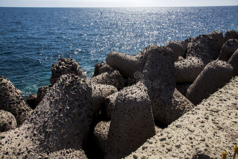 Reinforced Concrete Fortifications on the Beach Stock Image - Image of ...