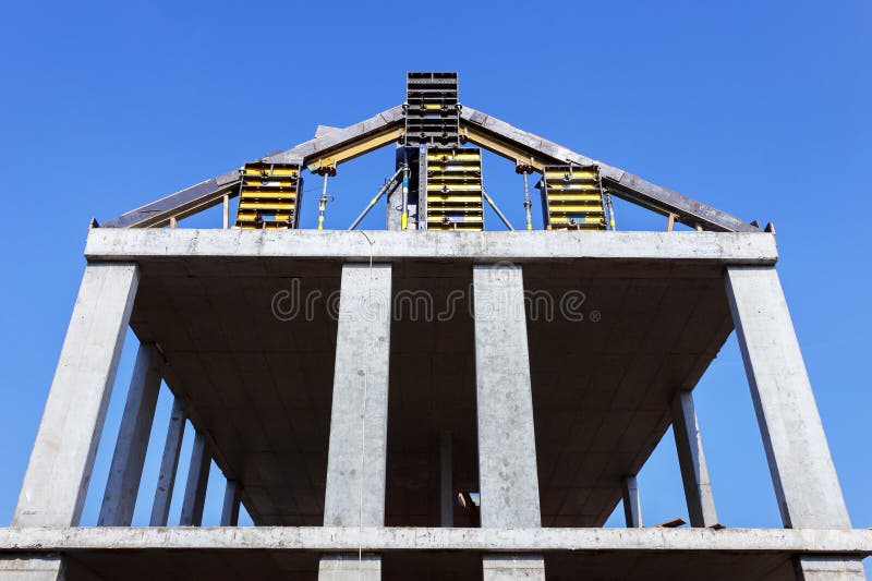 Reinforced Concrete Frame of a Building Under Construction Stock Photo ...